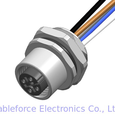 M12 5 Pin Female Connector OEM / ODM , Rear Mounting Waterproof Electrical Connectors