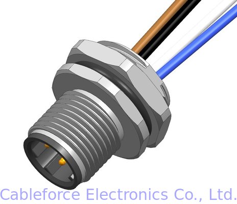 Gold Plated M12 Panel Mount Connector 4 Pin Male Solder Type For Logistic Devices