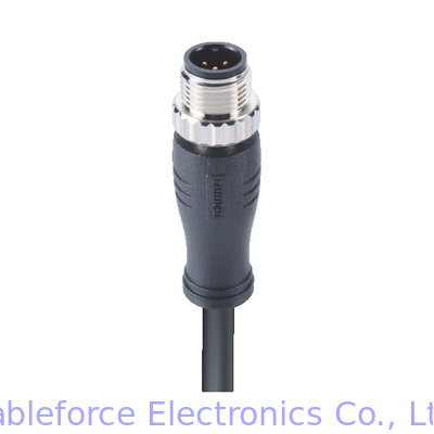 8 Poles M12 Plug Connector Male IP67 Straight Molded With PUR Cable Shielded
