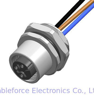 3 Pin Waterproof Connector For Actuator , M12 Circular Connector Hydrolysis Resistant