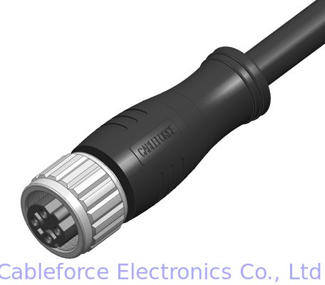 4 A 250V Shielding M12 4 Pin Female Connector With Ethernet 22 AWG 2 Pair Cable