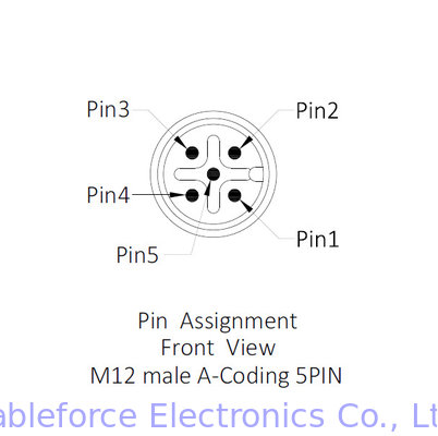 connettori circolari miniatura di 60V 4A, M12 connettore rotondo di Pin della spina maschio 5
