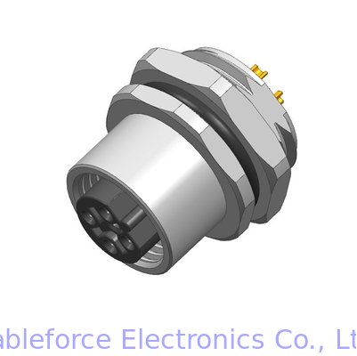 M12 5 Pin Connector Rear Mounting , M12 Female Connector B - Coding Solder Type
