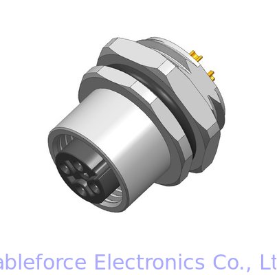 M12 5 Pin Female Connector OEM / ODM , Rear Mounting Waterproof Electrical Connectors