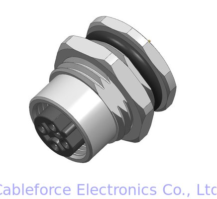 Front Mounting M12 Plug Connector Female 5 Pin B - Coding Solder Type For Sensor
