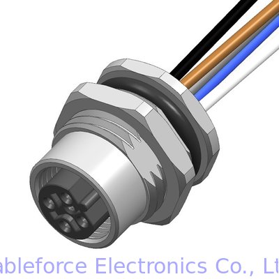 Front Mounting M12 Plug Connector Female 5 Pin B - Coding Solder Type For Sensor
