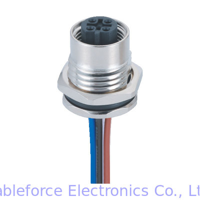 Front Mounting M12 Plug Connector Female 5 Pin B - Coding Solder Type For Sensor