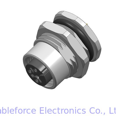 Female M12 Industrial Ethernet Connector , 3 Pin Panel Mount Connector For Sensor