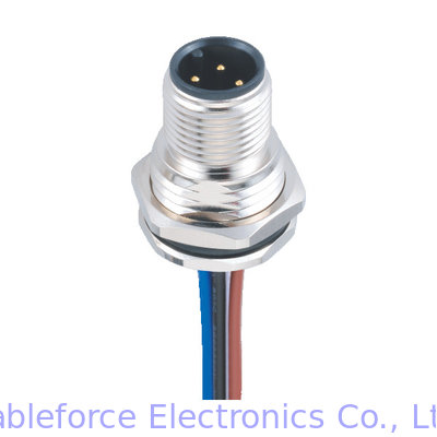 IP67 / IP68 M12 Plug Connector Male 4 Pin A Coding Solder Type Front Mounting