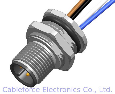 IP67 / IP68 M12 Plug Connector Male 4 Pin A Coding Solder Type Front Mounting