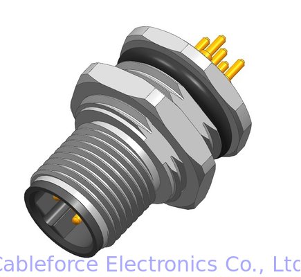 5 Pole M12 Panel Mount Connector Male B Coding PCB Type UV Resistant IEC 61076-2-101