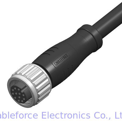 12 Poles Circular Cable Connectors M12 Female Plug Molded With TPE /  PE Cable