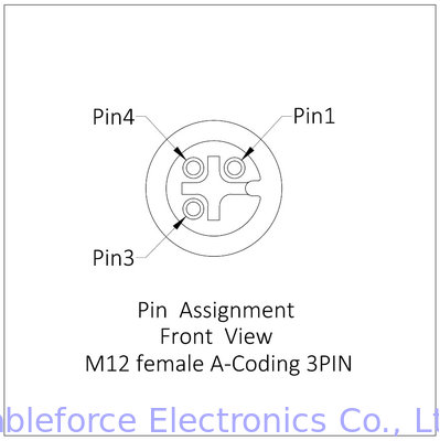 3 Pin Female Connector Brass With Gold Plated , M12 A Coded Connector For Switches