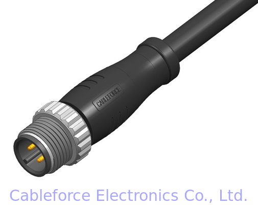 Sensor 4 Pin Waterproof Connector M12 A Coding IP67 / IP68 With Single Ended Cable