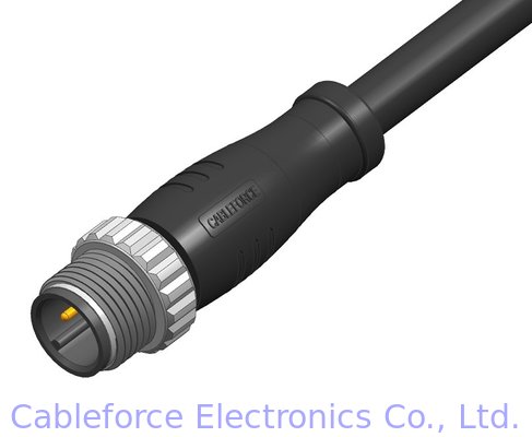 Waterproof O - Ring Circular Cable Connectors M12 Cable Plug 3 Poles A Coding Male