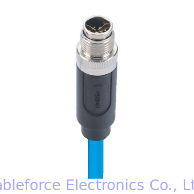 M12 X Coding Male Connector Cross Shielded Connector Moled CAT6 EtherNet Cable with 10 Gbps Bandwith