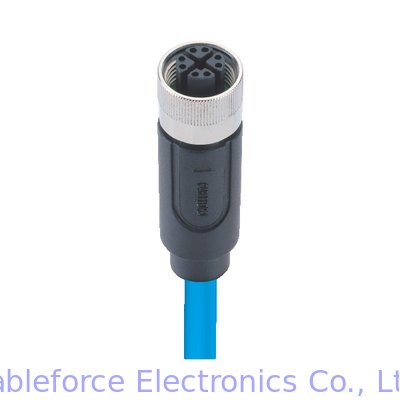 M12 X Coding Female Connector Cross Shielded Moled CAT6 EtherNet Cable with 10 Gbps Bandwith