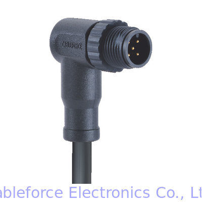 Male Angled Plug Circular Electrical Connectors , Waterproof 4 Pin Circular Connector