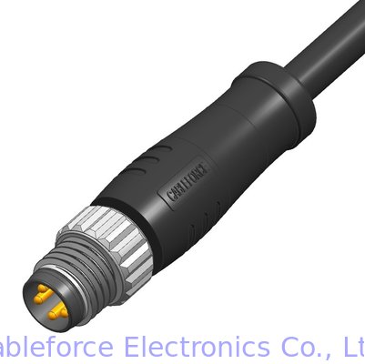 M8 Cable Plug 4 Poles A Coding Male Connector Molded with PUR Cable