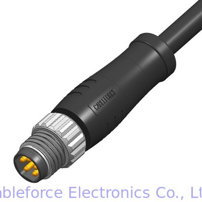 M8 Cable Plug 5 Poles B Coding Male Connector Molded with PUR Cable