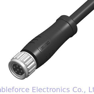 M8 Cable Plug Female 6 Poles A Coding Connector Molded with PUR Cable
