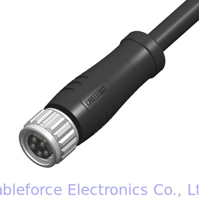M8 Cable Plug Female 5 Poles B Coding Connector Molded with PUR Cable