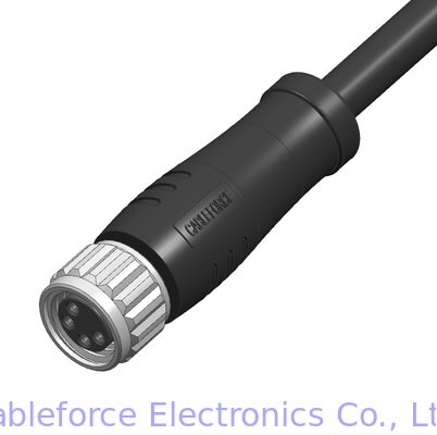 Cableforce M8 Cable Plug Female 4 Poles A Coding Connector Molded with PUR Cable