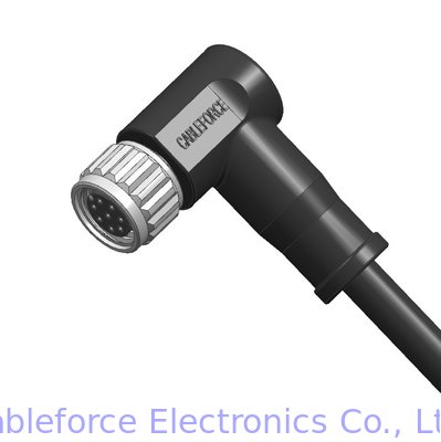 M8 Cable Plug Female 8 Poles Right Angled Connector Molded PUR Cable