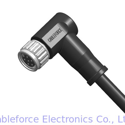M8 Cable Plug Female 6 Poles Right Angled Connector Molded PUR Cable