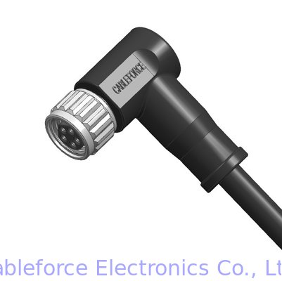 M8 Cable Plug Female 5 Poles Right Angled Connector Molded PUR Cable