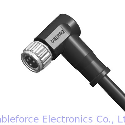M8 Cable Plug Female 4 Poles Right Angled Connector Molded PUR Cable
