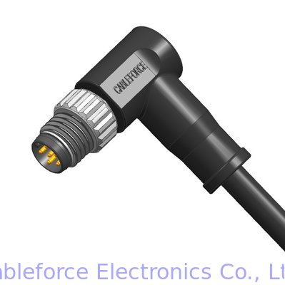 M8 Cable Plug Male 6 Poles Right Angled Connector Molded PUR Cable