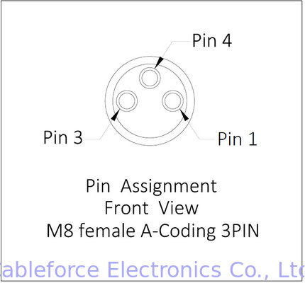 M8 tipo femminile montaggio del PWB di Pali del connettore circolare 3 della parte anteriore per la griglia leggera