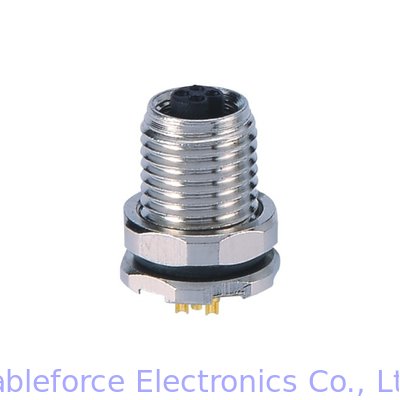 PCB Type M5 Female Cable Connector , 3 Pin Circular Connector Straight Orientation
