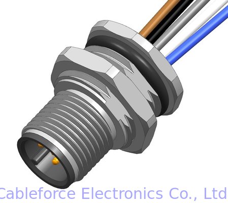 Panel Receptacle M12 Bulkhead Connector Male 5 Pin IP67 / IP68 Front Mounting