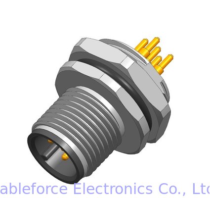PCB Type Power Cable Connectors , M12 Panel Receptacle Circular Power Connector
