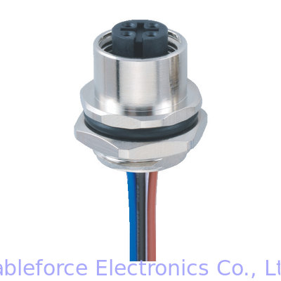 A Coding M12 Panel Mount Connector 3 Pole Female Plug For Factory Automation