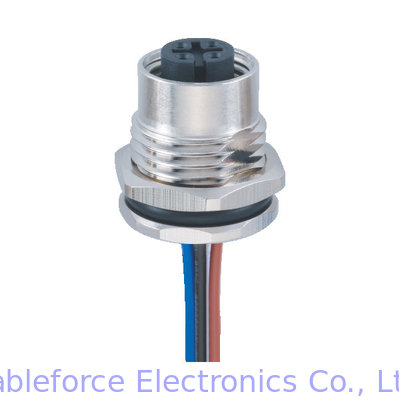 A Coding M12 Panel Mount Connector 3 Pole Female Plug For Factory Automation