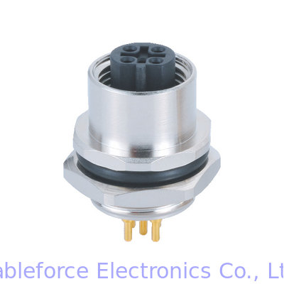 A Coding M12 Panel Mount Connector 3 Pole Female Plug For Factory Automation