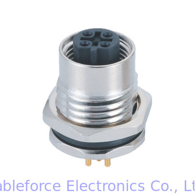 A Coding M12 Panel Mount Connector 3 Pole Female Plug For Factory Automation