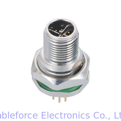 Front Mounting Panel Mount Connector M12 X Coding Male 8 Poles IP67 / IP68