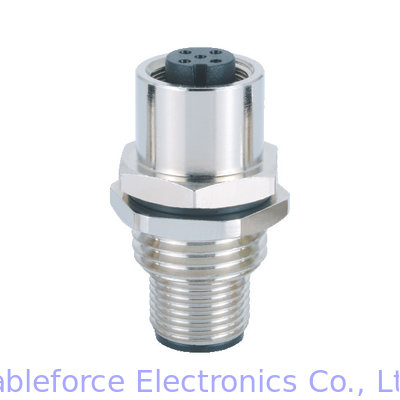 M12 Through Wall Panel Mount Connector 8 Poles IP67 / IP68 For LED Display Panel