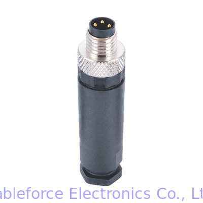 Straight M8 Field Wireable Connector , Installable 3 Pin Male Connector For Sensor