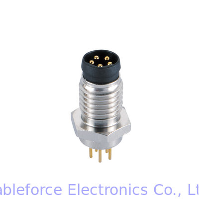 Front Mounting M8 Circular Connector Male 4 Poles PCB Type UV Resistant