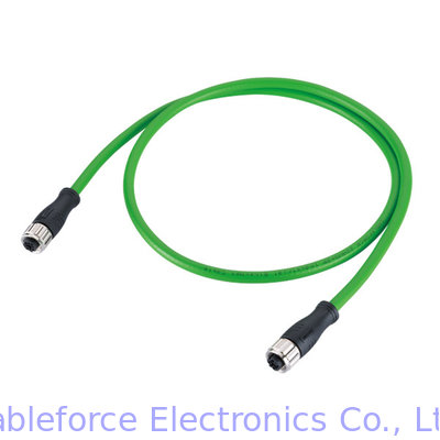 Industrial Ethernet M12 Connector 4 Pin Female D Coding With 22 AWG 2 Pair Cable
