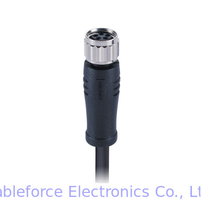 M8 Cable Plug Female 5 Poles B Coding Connector Molded with PUR Cable