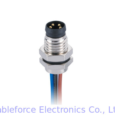 Waterproof  M8 4 Pin Male Connector A-Coding Solder Type Contacts UV Resistant