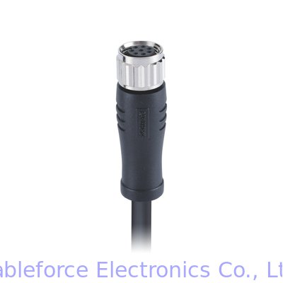 M8 Cable Plug Female 8 Poles A Coding Connector Molded with PUR Cable