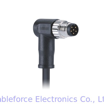 M8 Cable Plug Male 6 Poles Right Angled Connector Molded PUR Cable