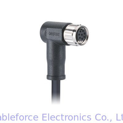 M8 Cable Plug Female 8 Poles Right Angled Connector Molded PUR Cable